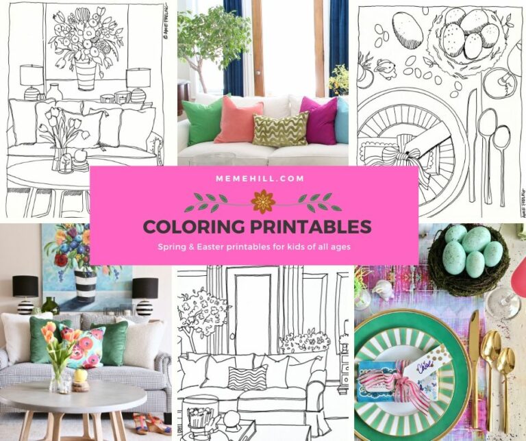 Free Spring and Easter Home Decor Coloring Printables